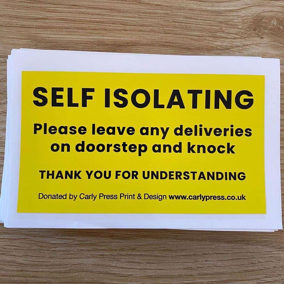 Self Isolation Stickers for COVID-19 - C&D South West Ltd